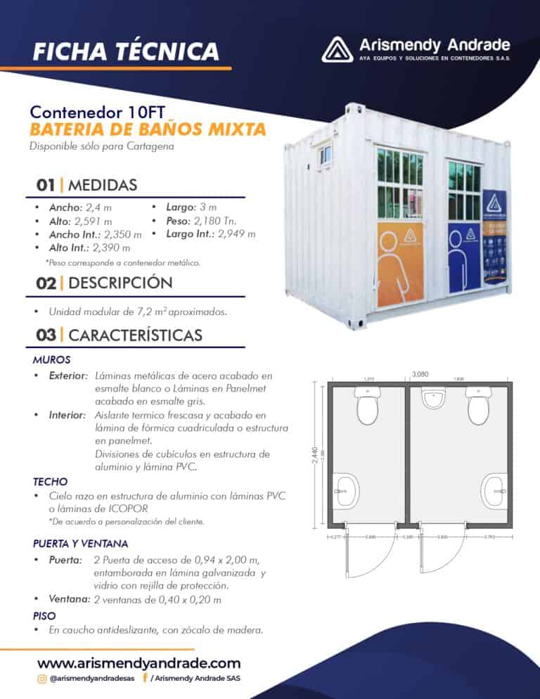 Batería De Baños Mixta 10Ft Fichas Técnicas - Arismendy Andrade