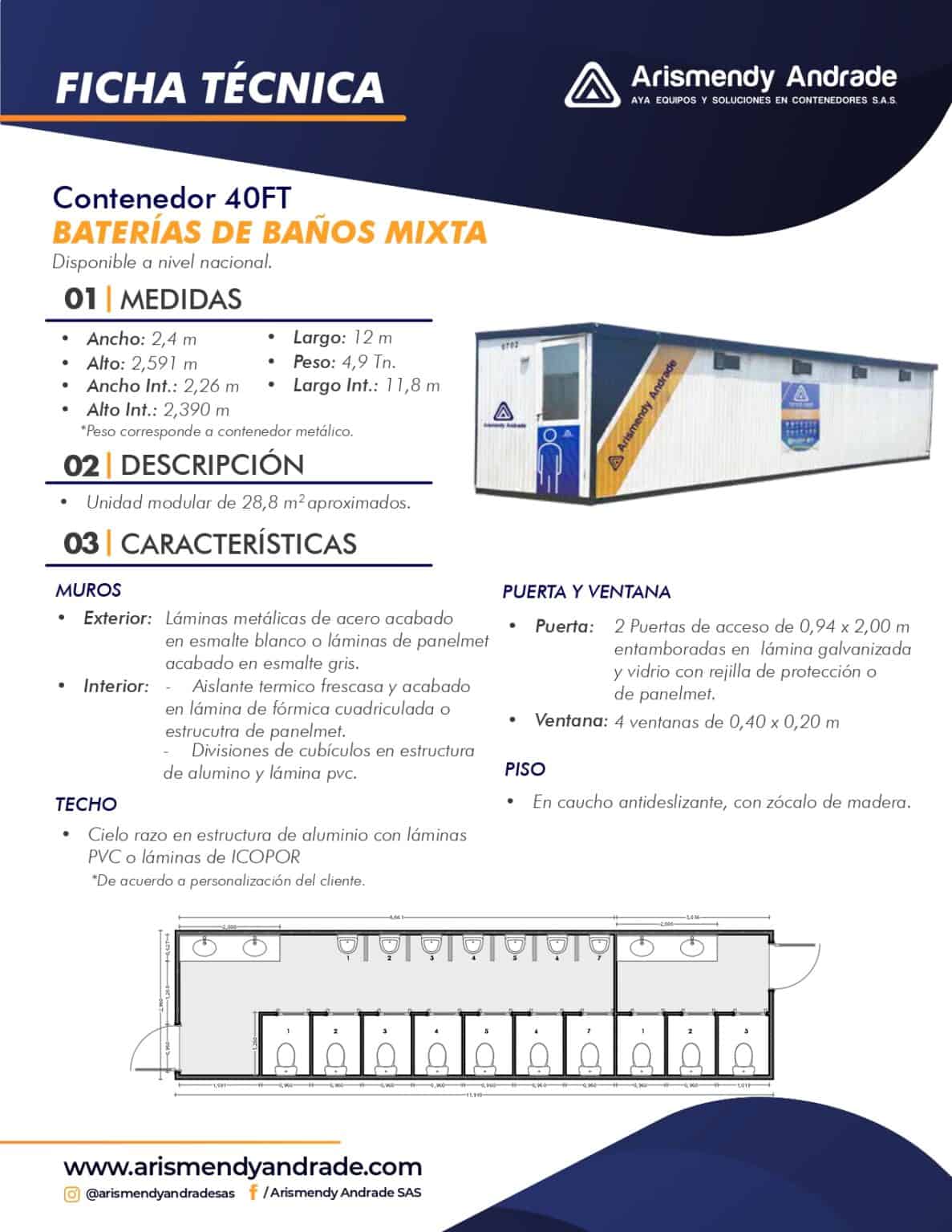 Baterías De Baños Mixta 40Ft Fichas Técnicas - Arismendy Andrade