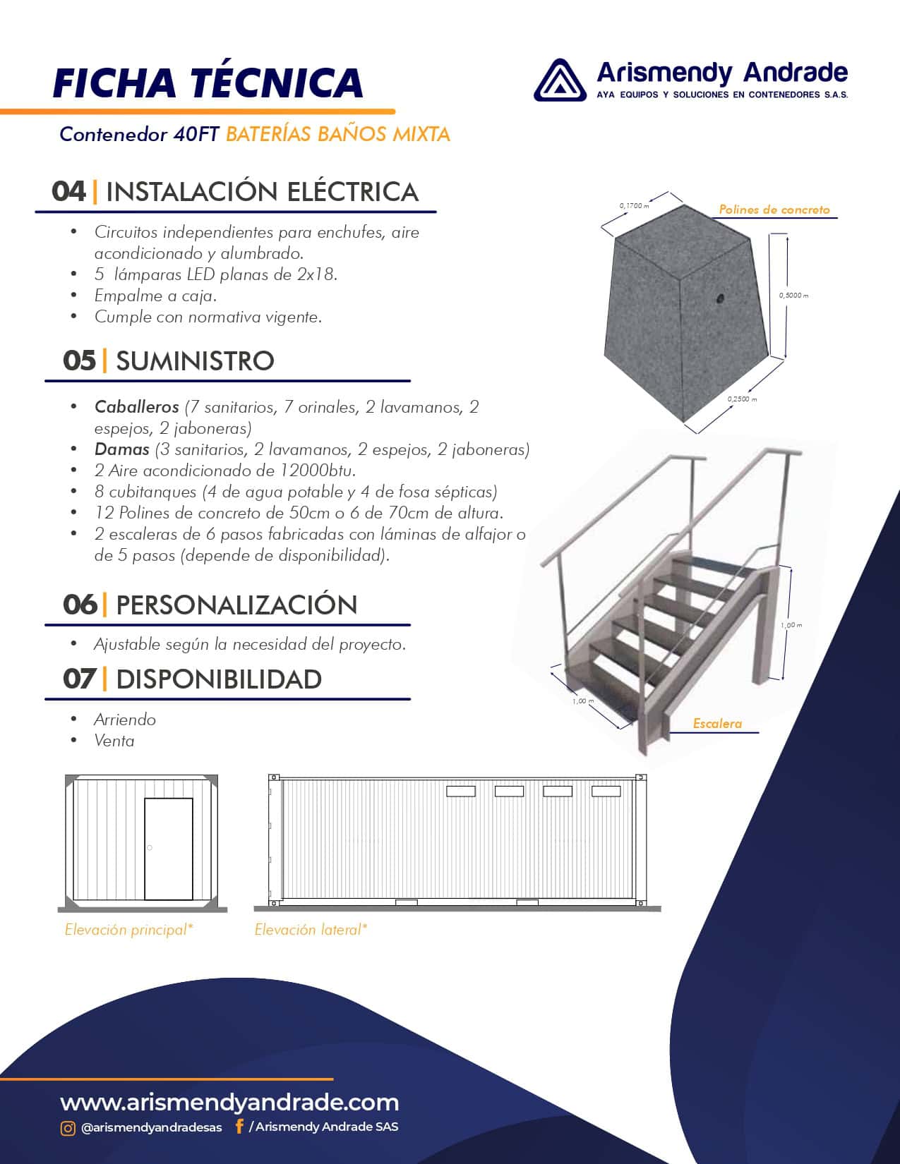 Baterías De Baños Mixta 40Ft Fichas Técnicas - Arismendy Andrade